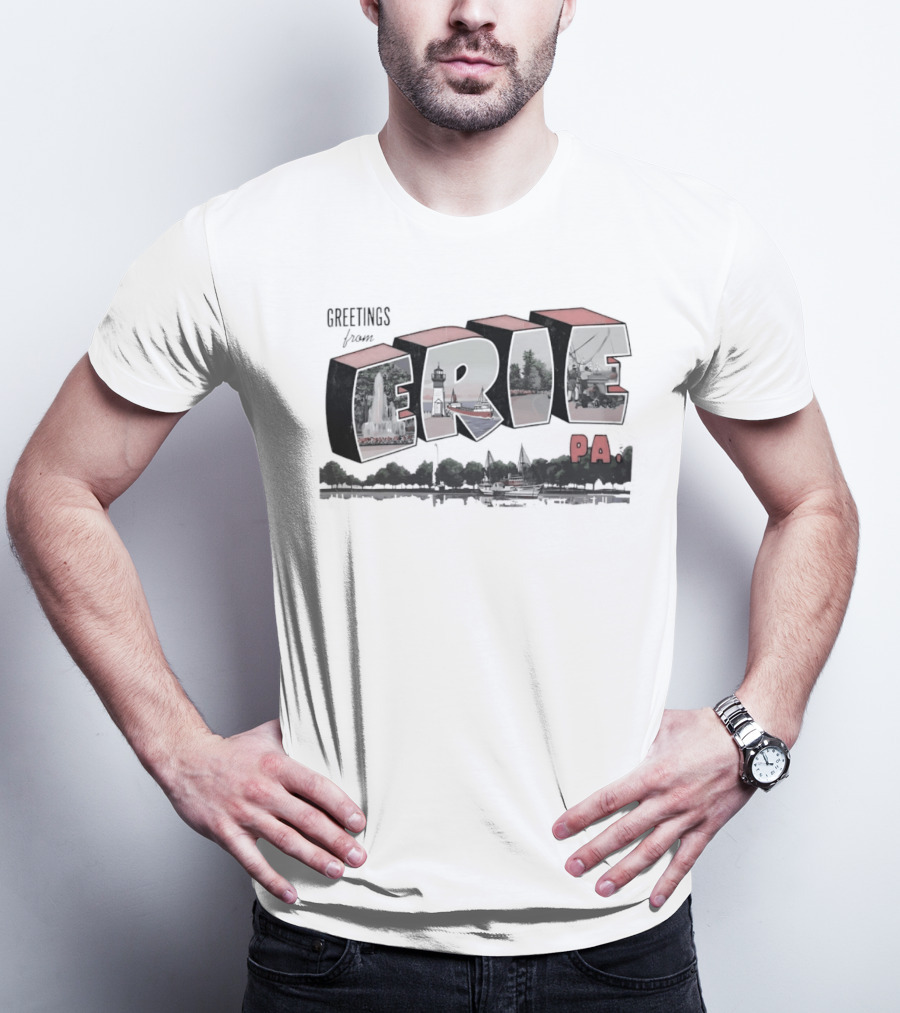 Greetings From Erie PA Landmark Destination Souvenir Travel T-Shirt