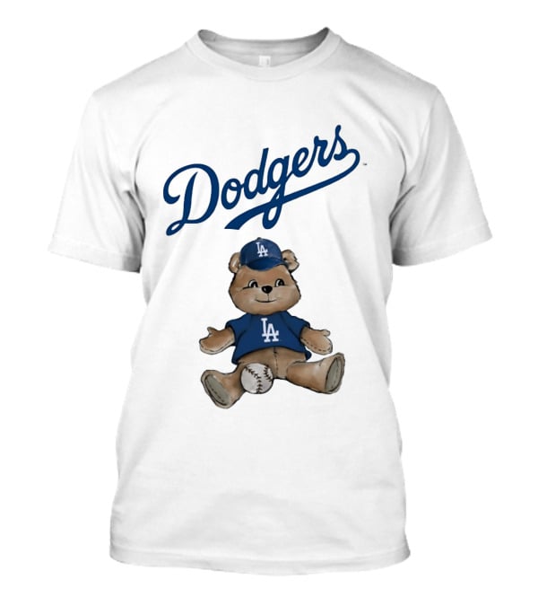 Los Angeles Dodgers Teddy Bear With Baseball And Dodgers LA Cap T-Shirt