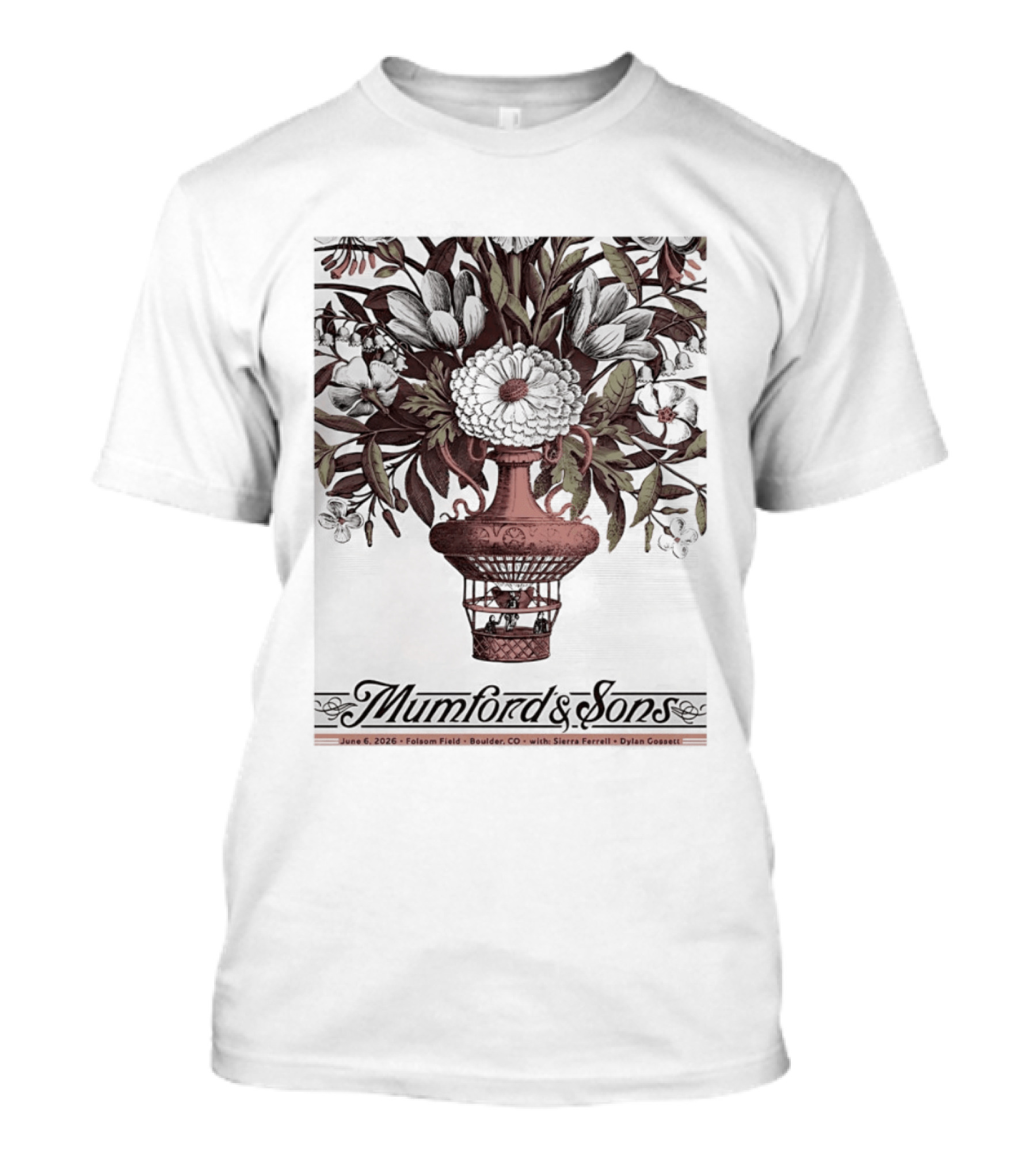 Mumford And Sons Folsom Field Boulder Colorado June 6 2026 Event With Sierra Ferrell And Dylan Connell T-Shirt