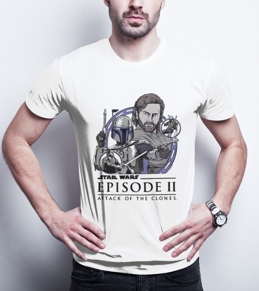 Star Wars Episode II Attack Of The Clones Obi Wan Kenobi Jango Fett T-Shirt