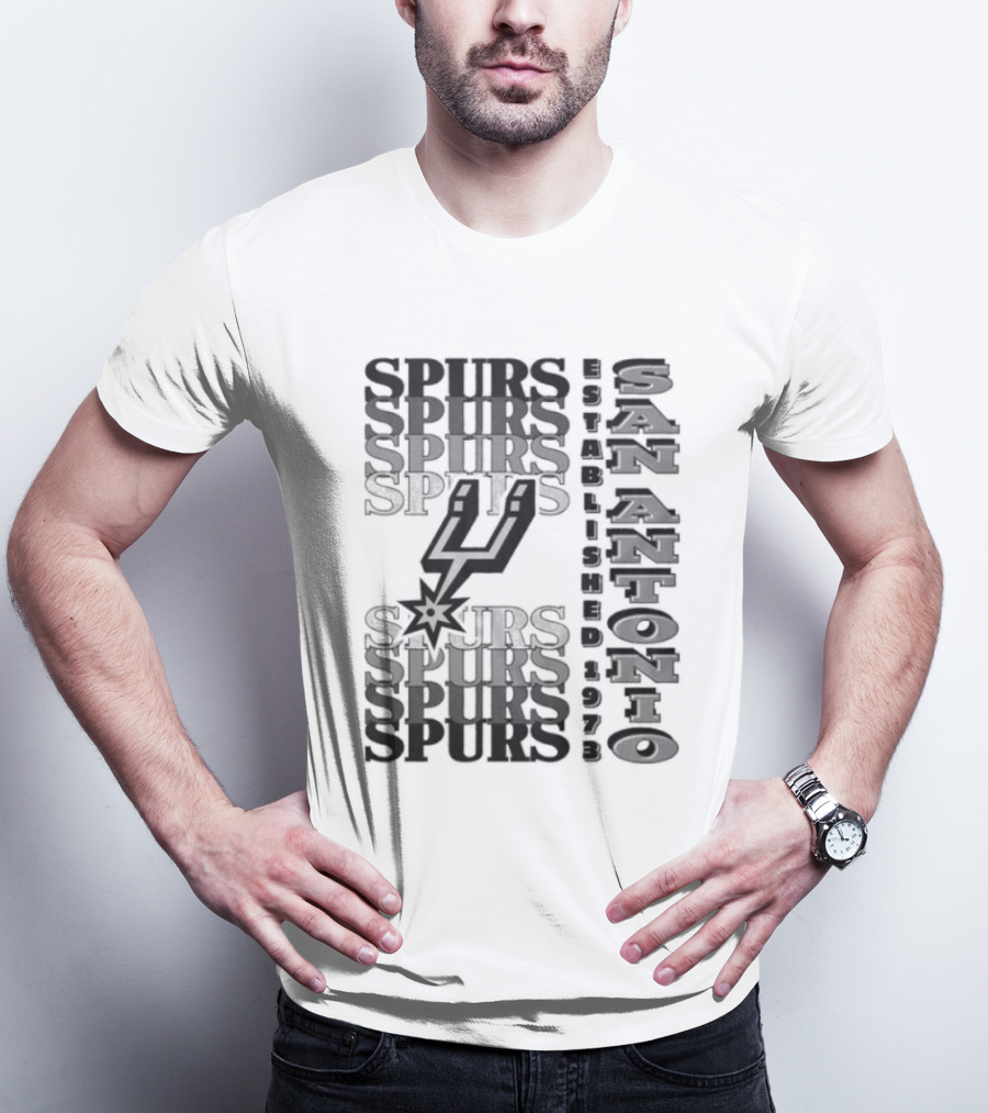 San Antonio Spurs Stacked Wordmark Logo With Iconic Spur T-Shirt