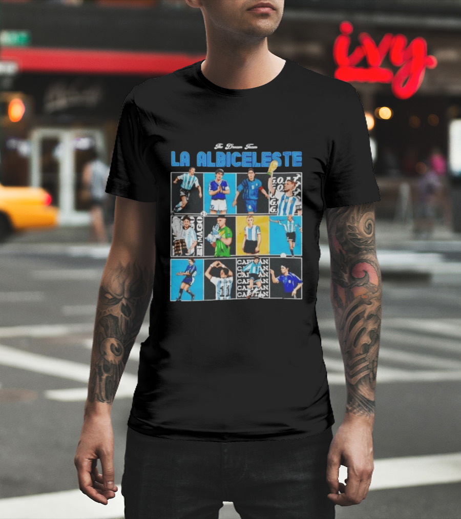 La Albiceleste Football Legends The Dream Team Soccer Series Argentina T-Shirt