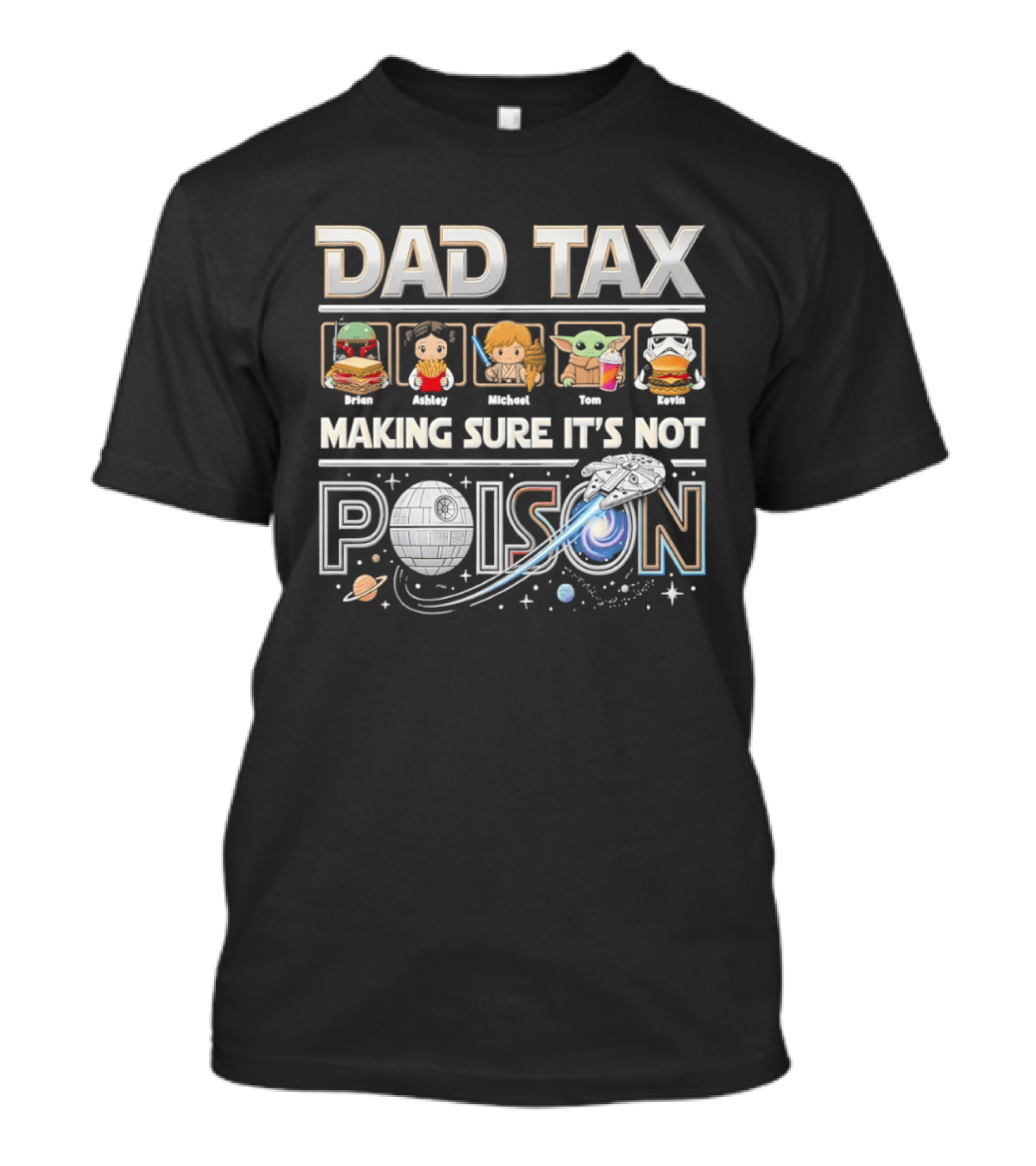 Dad Tax Star Wars Death Star Making Sure It's Not Poison Burger Mandalorian Baby Yoda T-Shirt