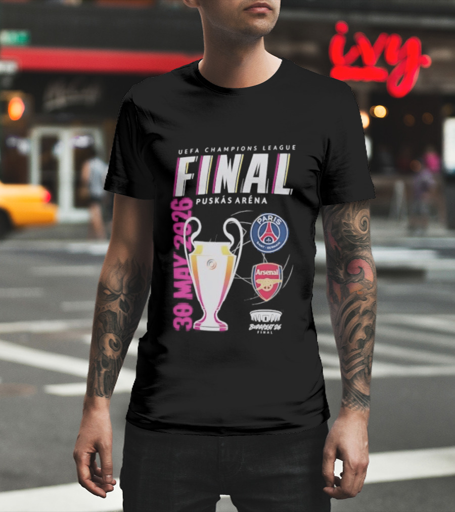 PSG Vs Arsenal UEFA Champions League Final 2026 Puskás Arena T-Shirt