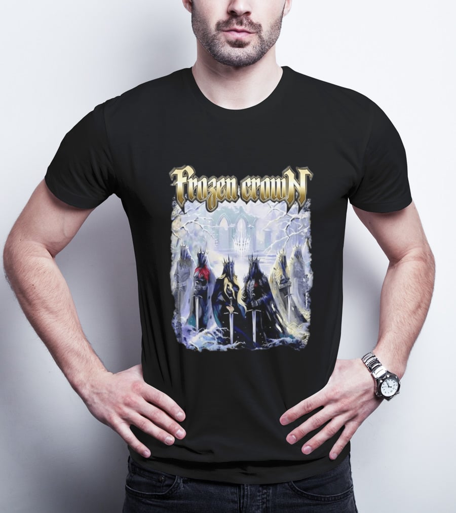 Frozen Crown Dark Fantasy Rulers Sword Wielding Monarchs T-Shirt