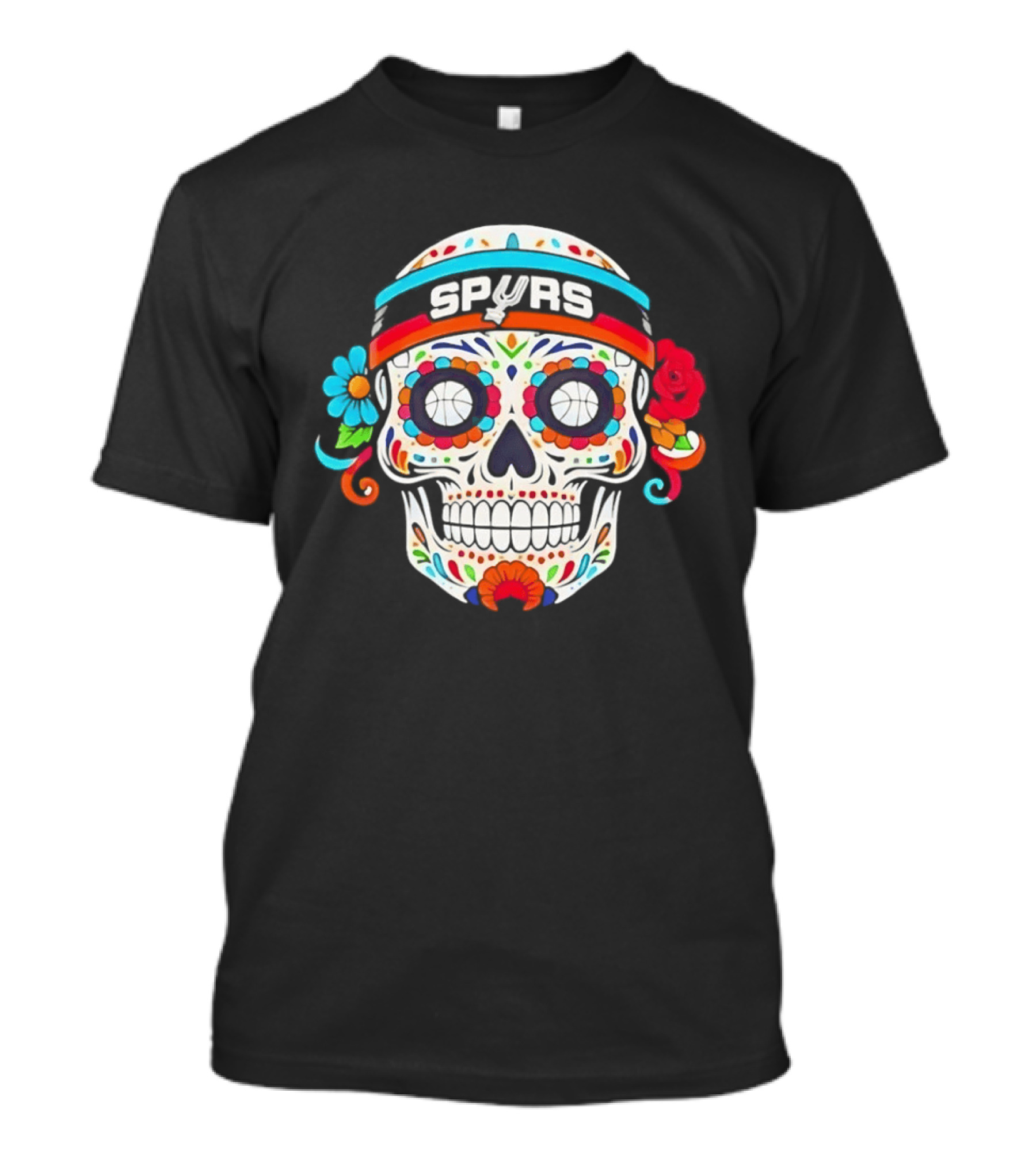 San Antonio Spurs Sugar Skull Day Of The Dead Basketball Fan T-Shirt