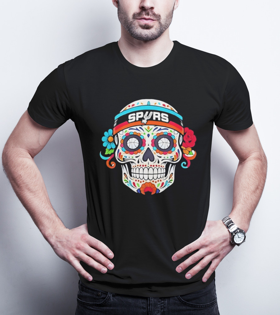 San Antonio Spurs Sugar Skull Day Of The Dead Basketball Fan T-Shirt