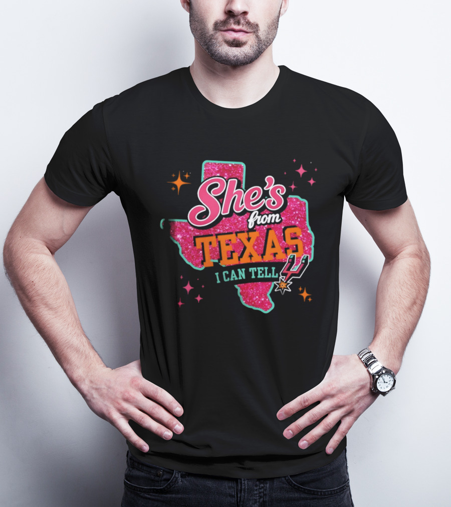 She's From Texas I Can Tell San Antonio Spurs Basketball NBA T-Shirt