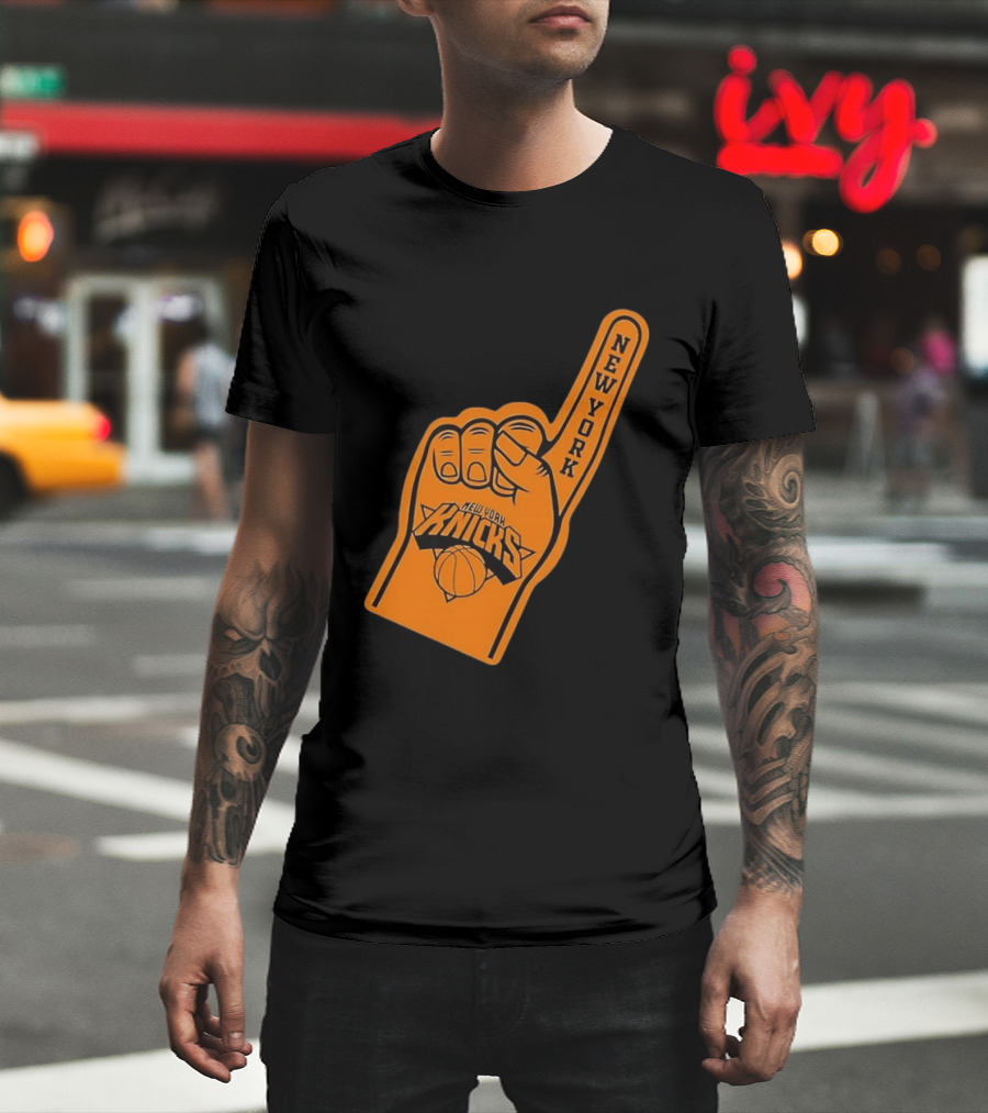 New York Knicks Foam Finger Basketball Fan Gear T-Shirt