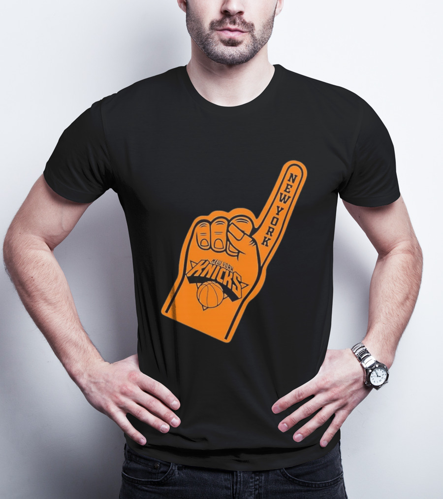 New York Knicks Foam Finger Basketball Fan Gear T-Shirt