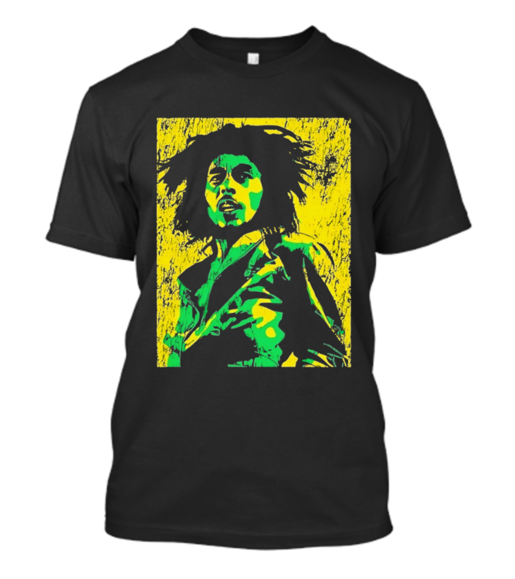Bob Marley One Love Reggae Art Green Yellow T-Shirt