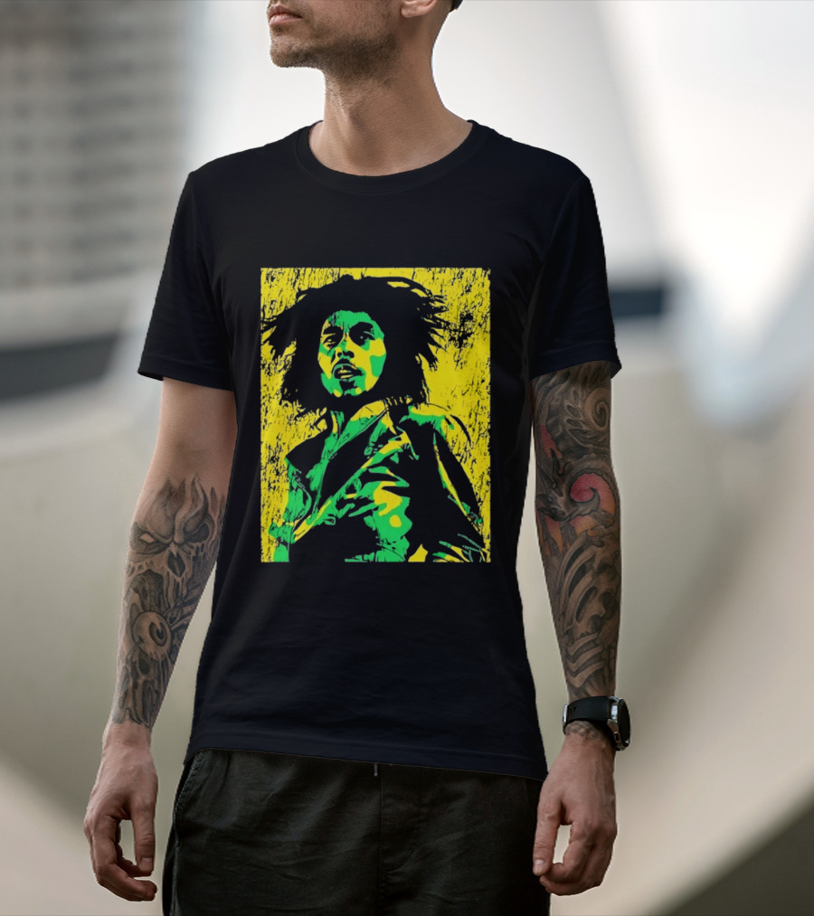 Bob Marley One Love Reggae Art Green Yellow T-Shirt