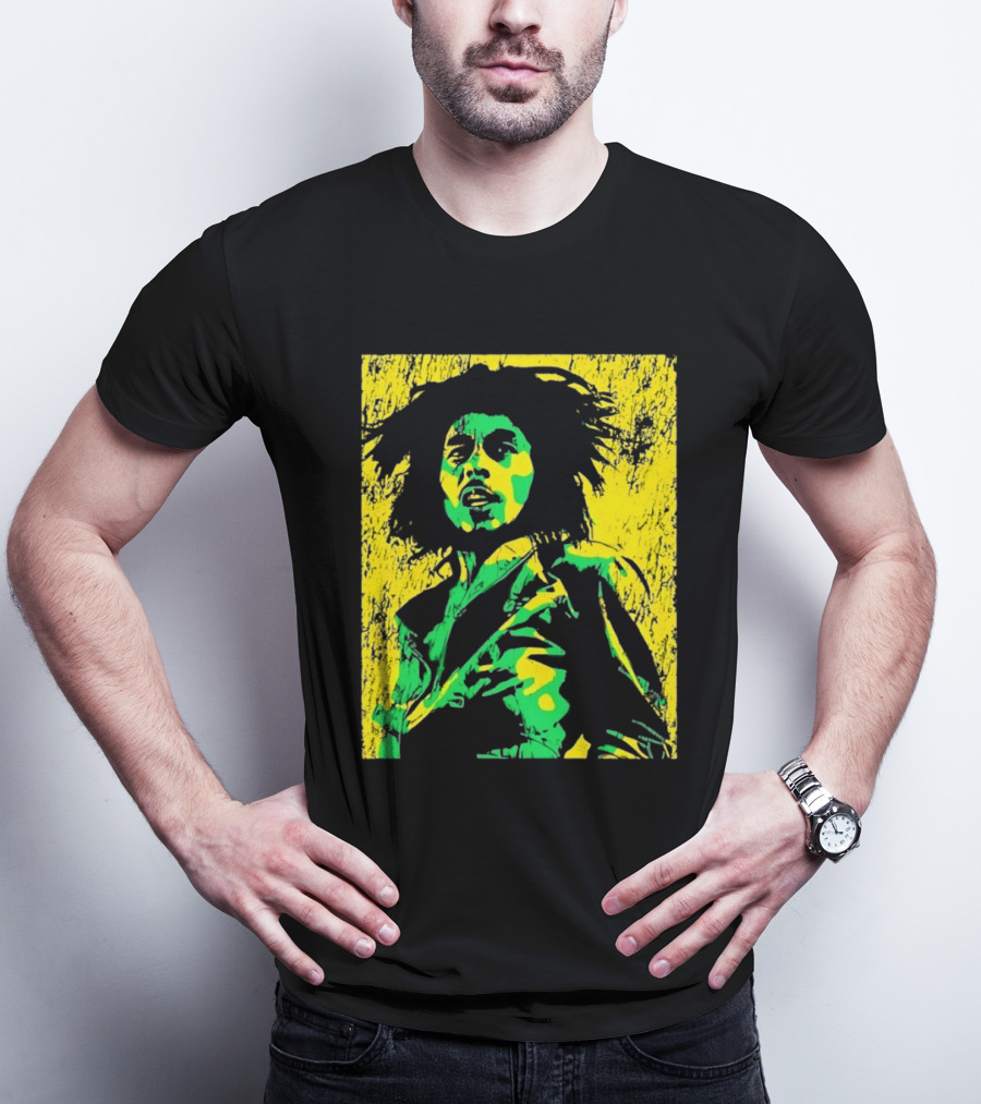 Bob Marley One Love Reggae Art Green Yellow T-Shirt