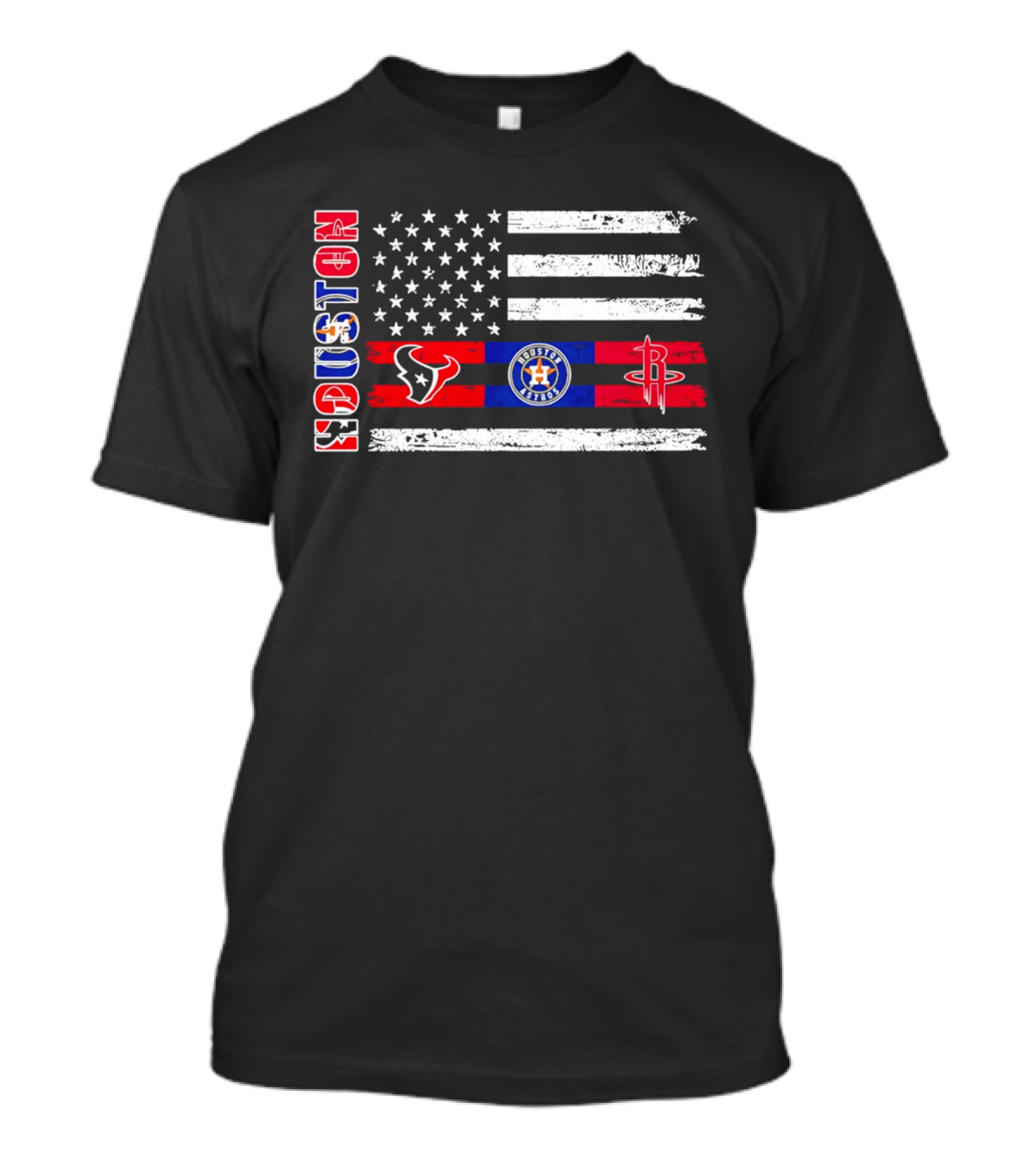 Houston Texans Astros Rockets American Flag T-Shirt