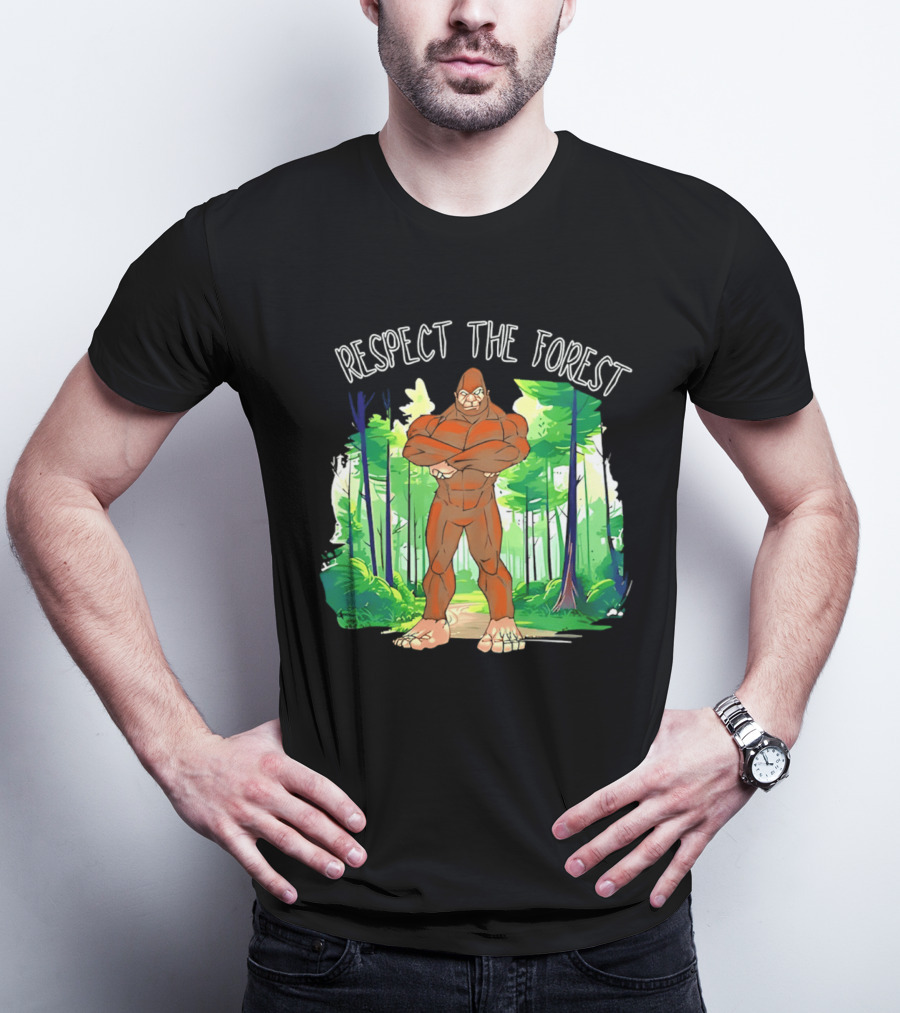 Respect The Forest Bigfoot Cartoon T-Shirt