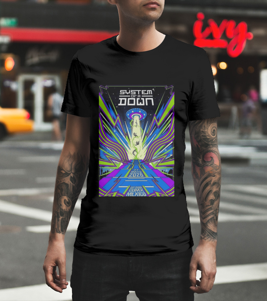 System Of A Down Mexico City Tour May 27 2026 Alien Beam T-Shirt