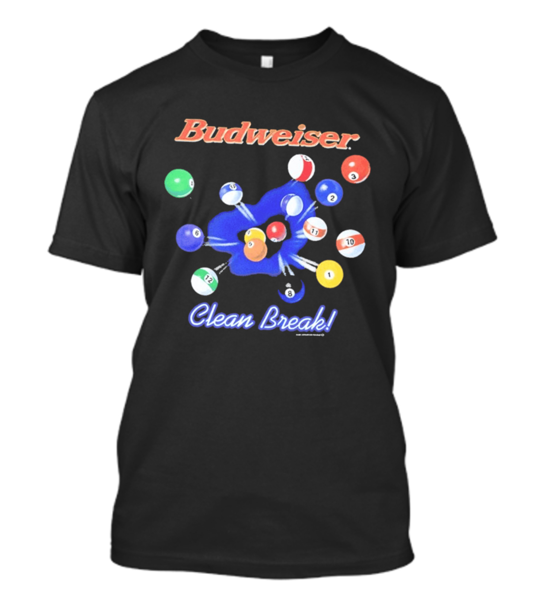Budweiser Clean Break 90s Heavy Faded Black Pool Balls Splash T-Shirt