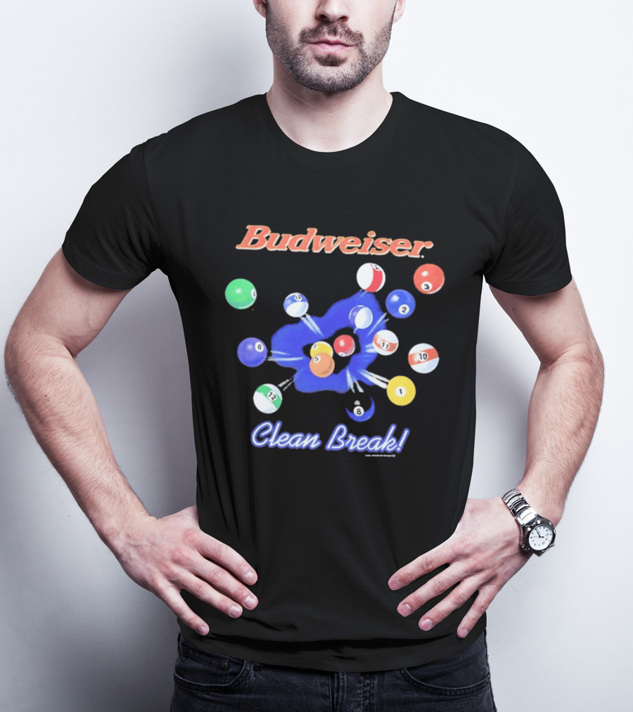 Budweiser Clean Break 90s Heavy Faded Black Pool Balls Splash T-Shirt
