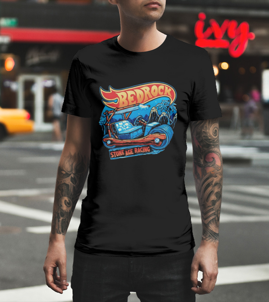 Bedrock Stone Age Racing Flintstones Vintage Car Adventure T-Shirt