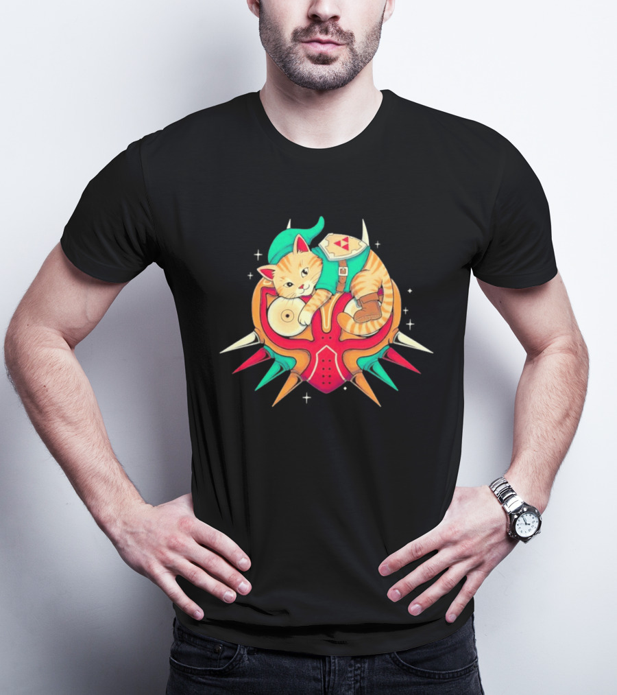 Legend Of Zelda Cat Link Majora's Mask Video Game T-Shirt