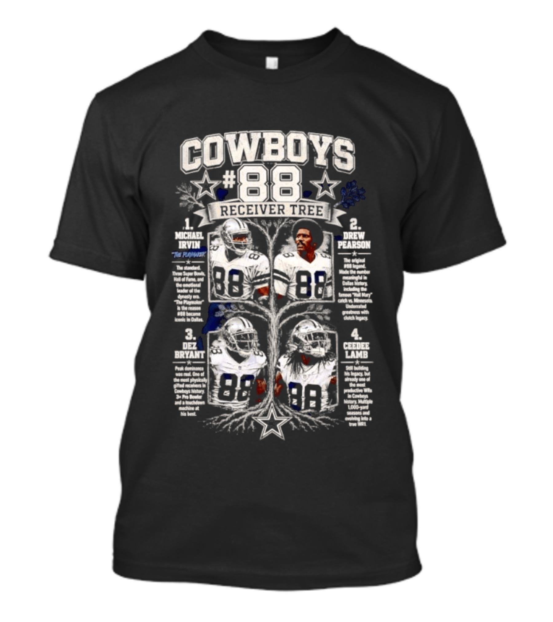 Dallas Cowboys 88 Receiver Tree Football Players With Iconic Legends And Achievements T-Shirt