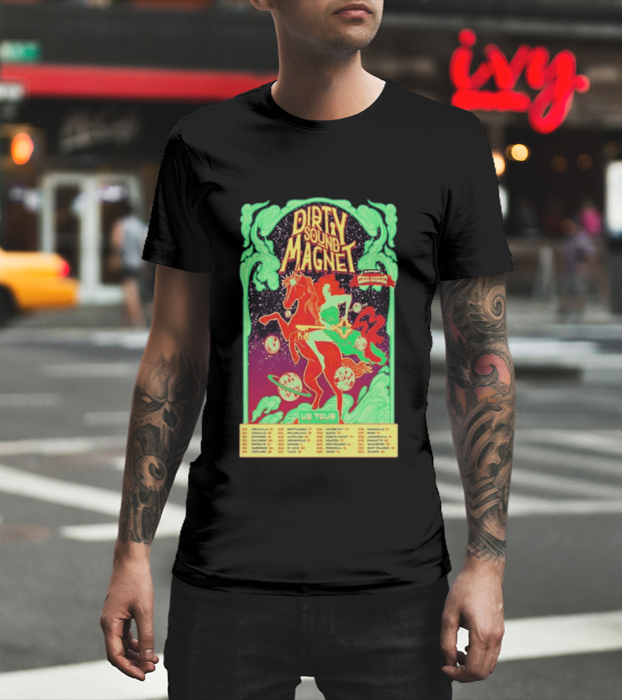 Dirty Sound Magnet US Tour 2026 Cosmic Horse Rider Greensboro To Jacksonville T-Shirt