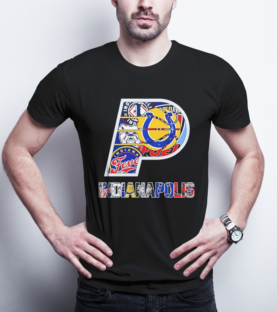 Indiana Pacers Indianapolis Fever Fuel Bulldogs Iconic Sports Collage T-Shirt