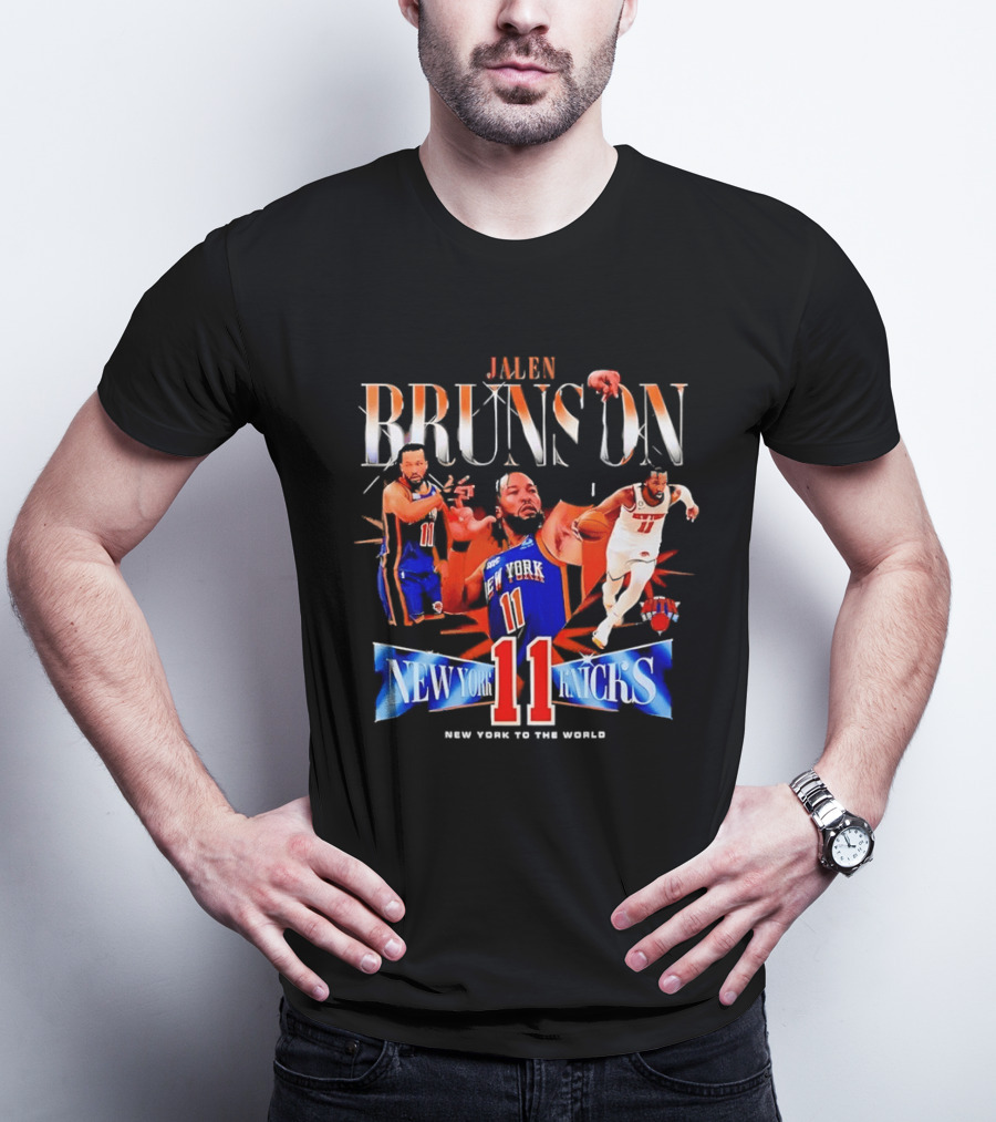 Jalen Brunson New York Knicks 11 New York To The World T-Shirt