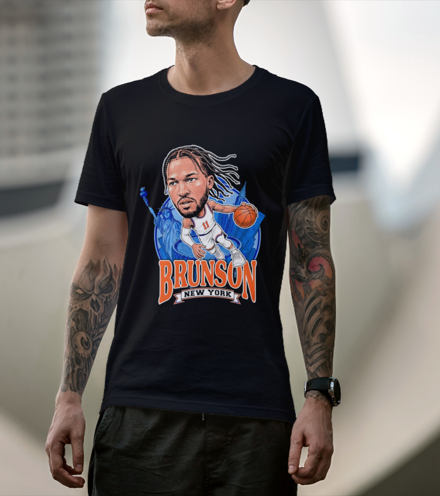 Jalen Brunson New York Knicks Caricature Basketball Limited Edition T-Shirt