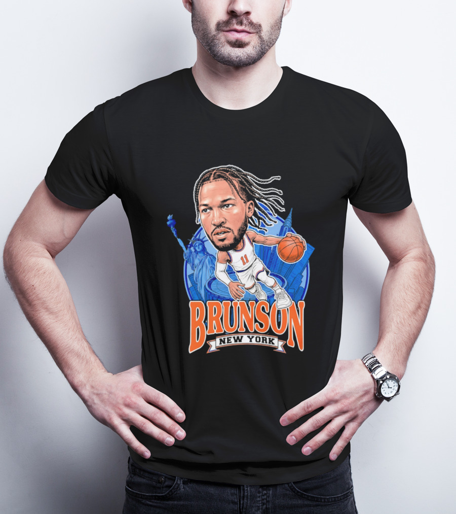 Jalen Brunson New York Knicks Caricature Basketball Limited Edition T-Shirt