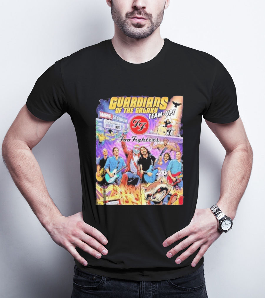 Guardians Of The Galaxy Team Up Foo Fighters Marvel Stadium Wayne Nichols T-Shirt