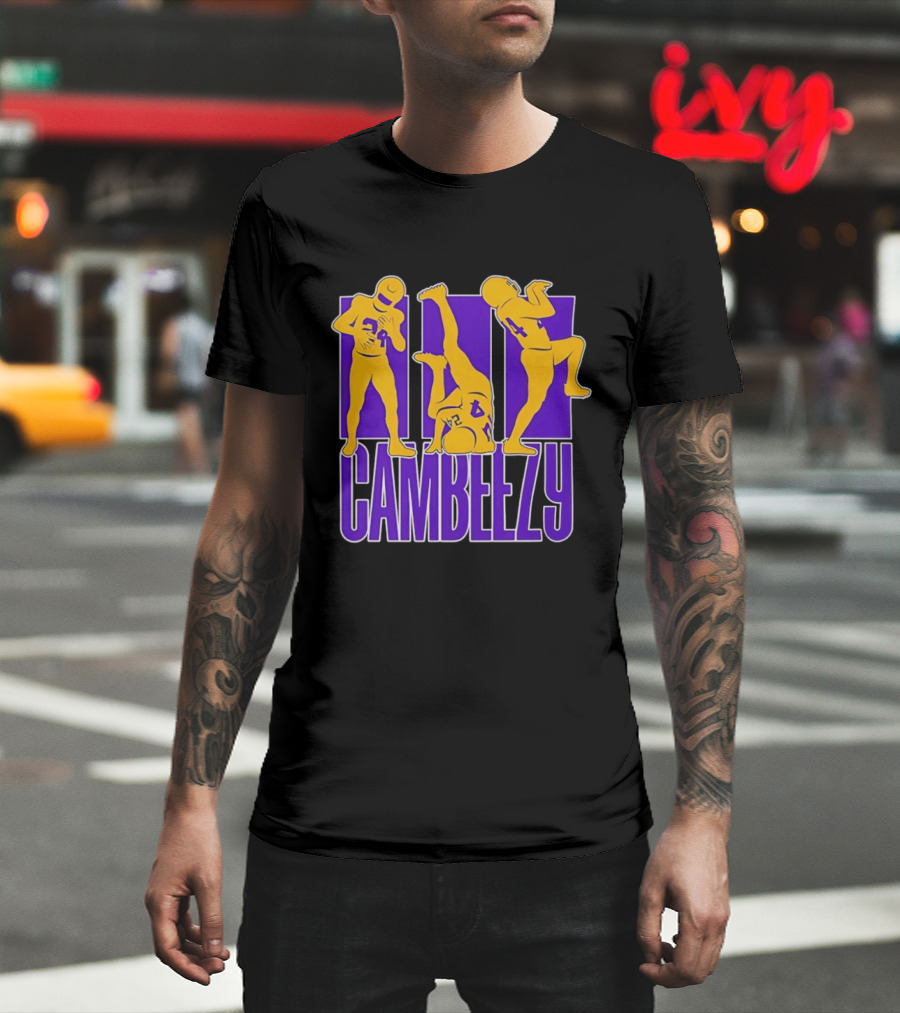 Cambeezy Lil Player 24 Purple Gold Football T-Shirt