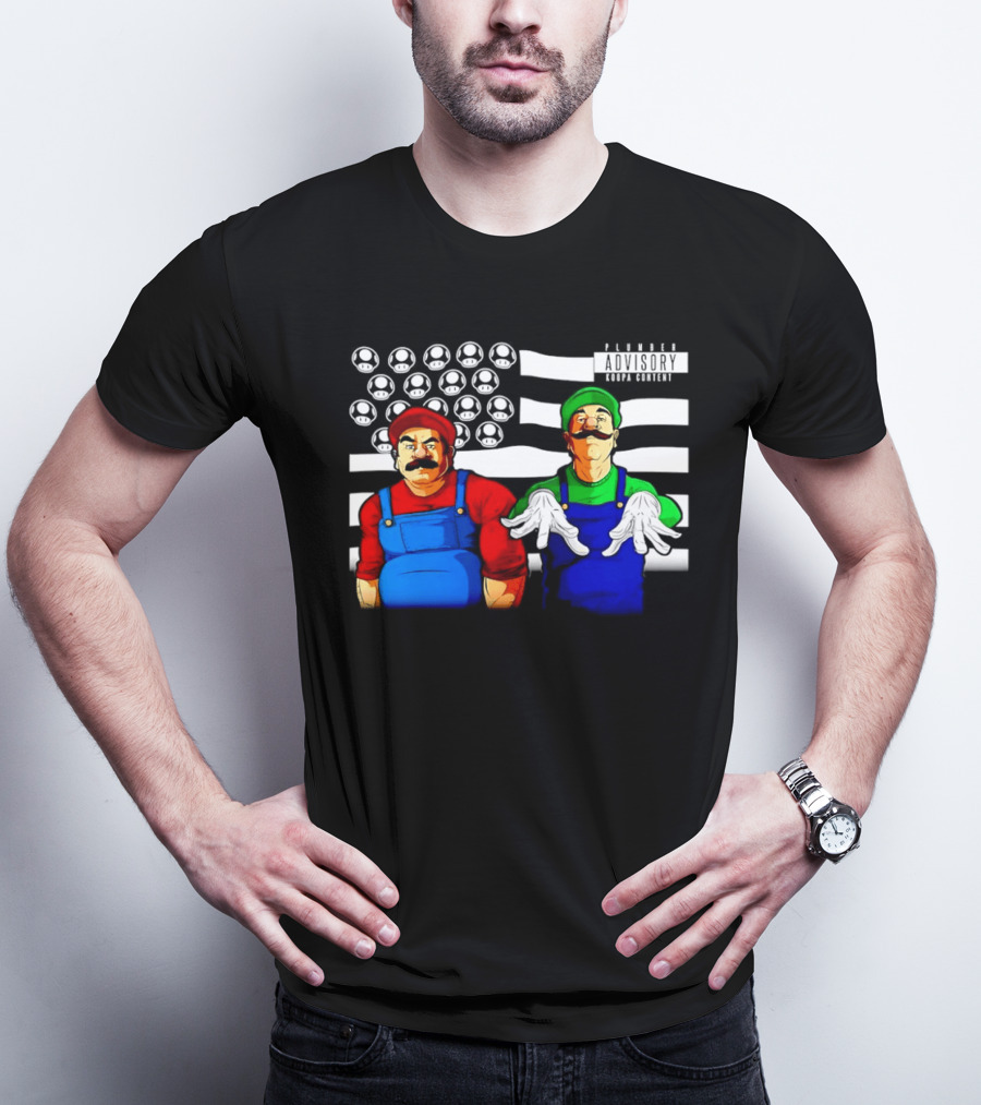 Mario Luigi Plumber Advisory Koopa Mushroom Flag T-Shirt