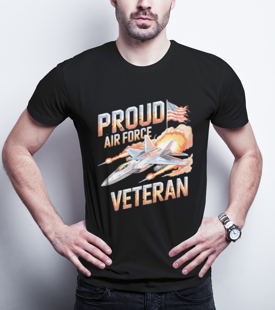 Proud Air Force Veteran F 22 Raptor America Flag T-Shirt