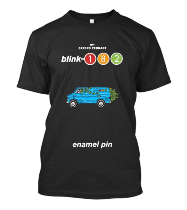 Oxford Pennant Blink 182 Van Enamel Pin Blue Van With 182 T-Shirt