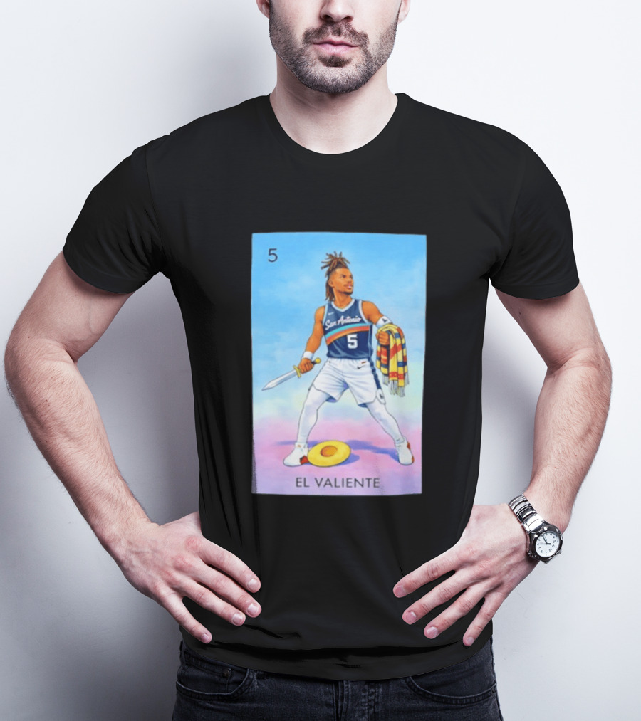 San Antonio Spurs El Valiente Stephon Castle Lotería Card T-Shirt