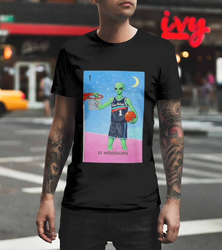 El Wembalien San Antonio Spurs Alien Basketball Number 1 Victor Wembanyama T-Shirt