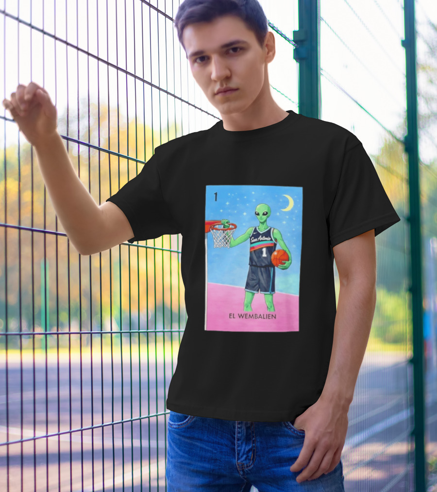 El Wembalien San Antonio Spurs Alien Basketball Number 1 Victor Wembanyama T-Shirt