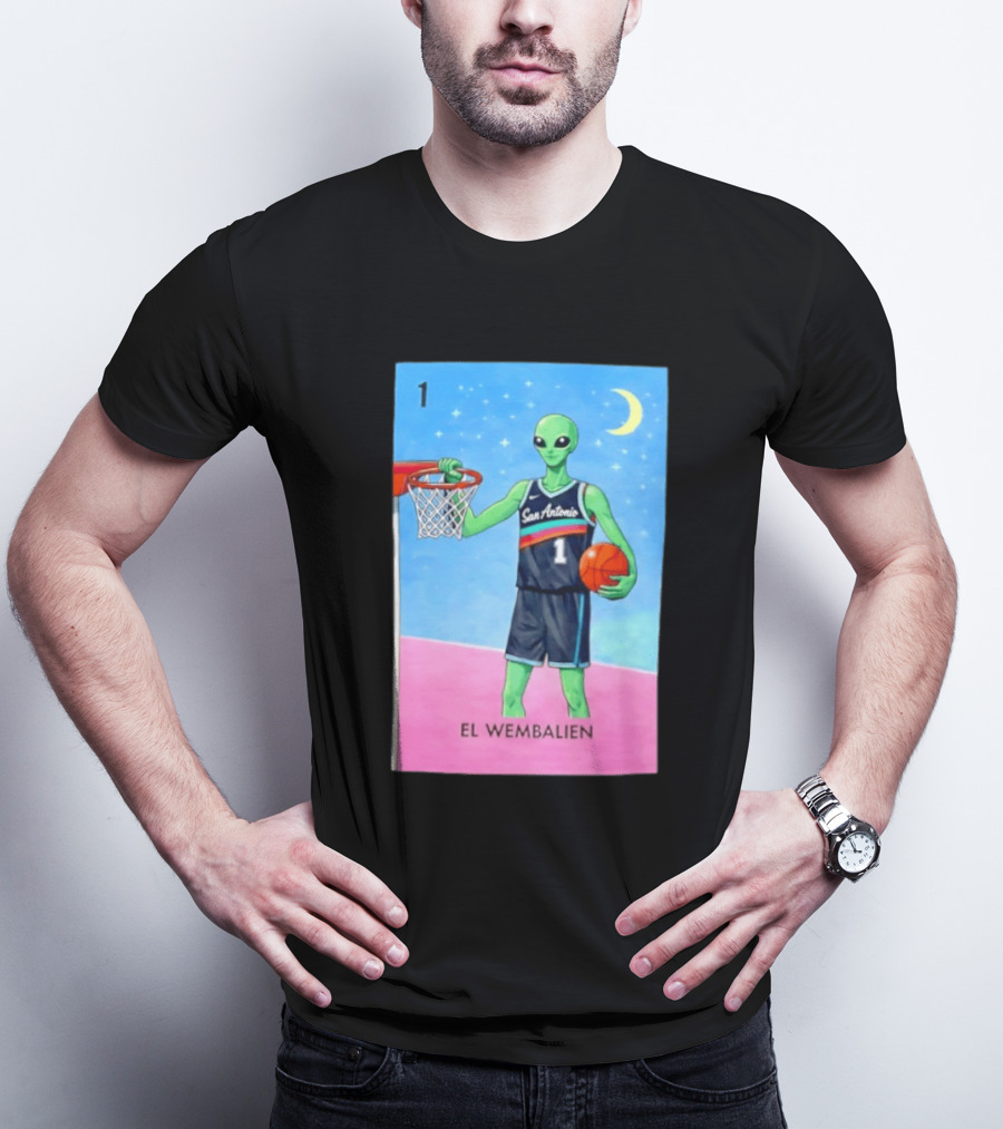 El Wembalien San Antonio Spurs Alien Basketball Number 1 Victor Wembanyama T-Shirt
