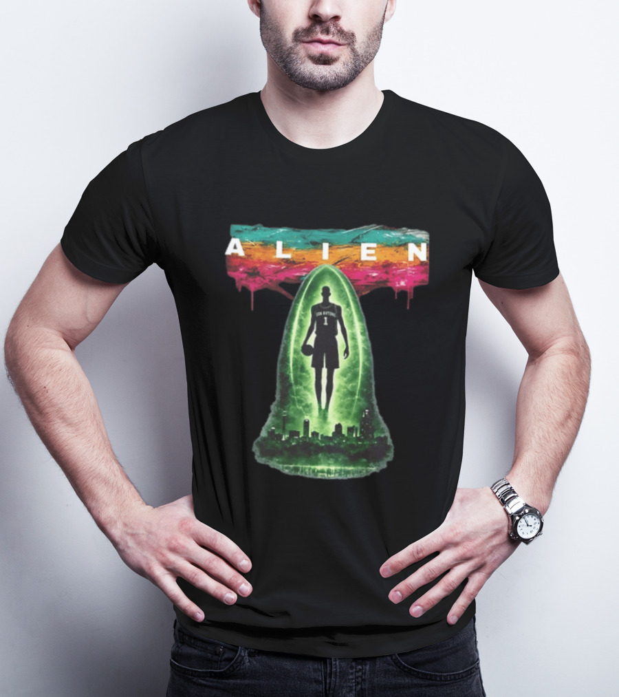 San Antonio Basketball Victor Wembanyama Alien Go Spurs Go Skyline T-Shirt