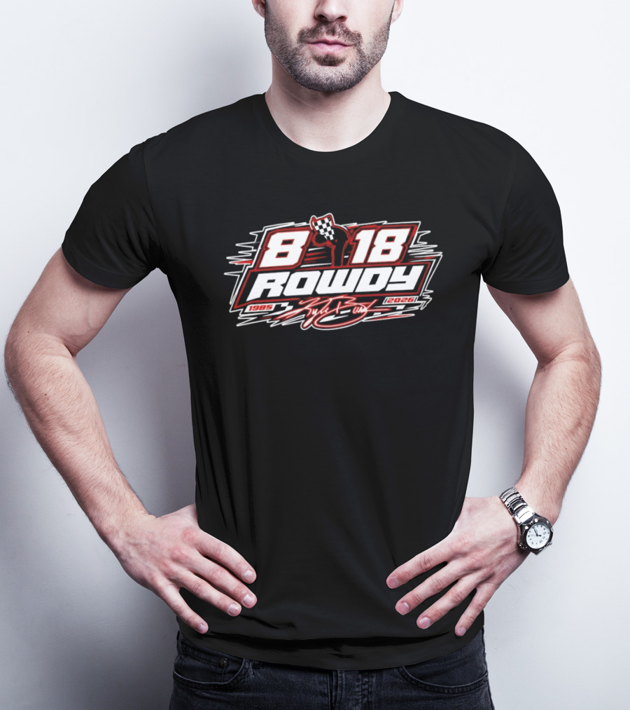 8 18 Rowdy Kyle Busch 1985 2026 Nascar Checkered Flag T-Shirt