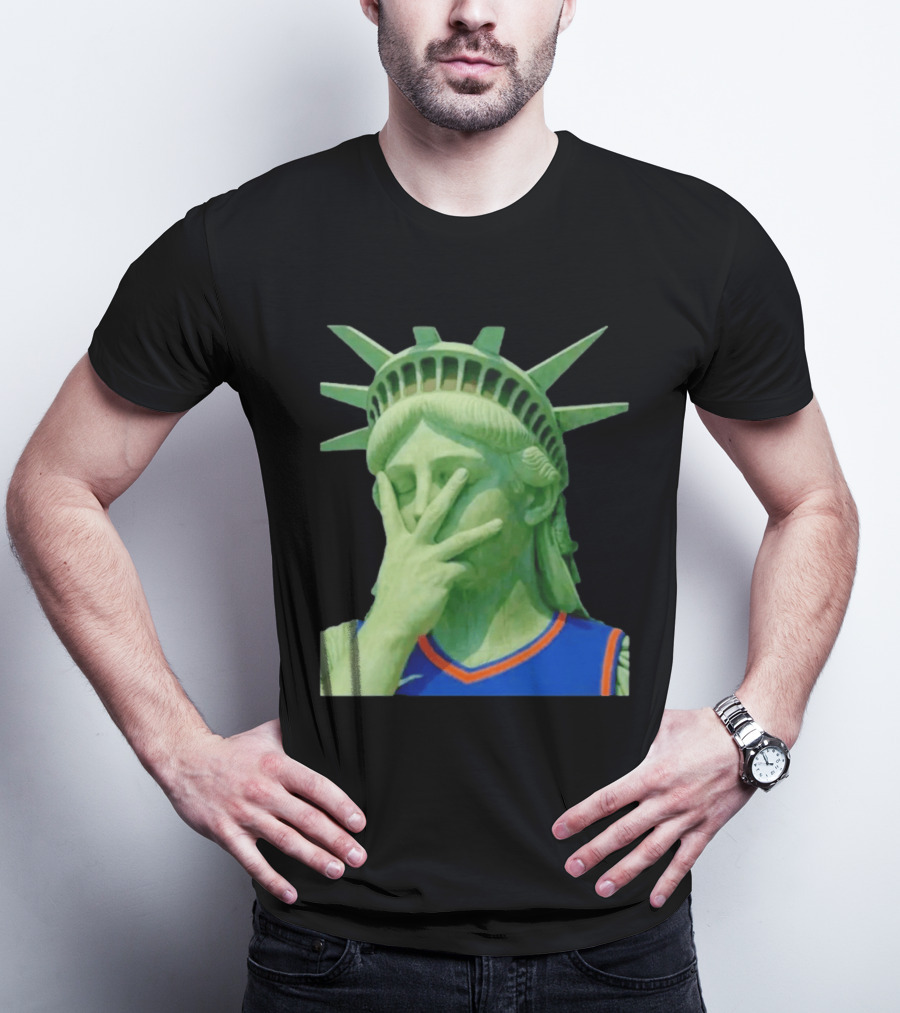 Liberty And Brunson For All Jalen Brunson 3 Points Pose Statue Of Liberty Knicks Jersey T-Shirt