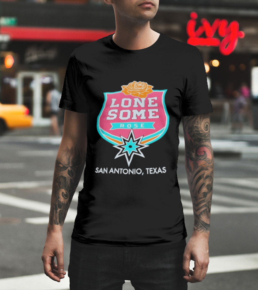Lonesome Rose San Antonio Texas Retro Neon Sign T-Shirt