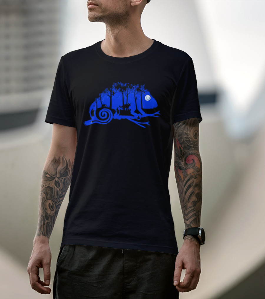 The Midnight Forest Chameleon Moonlit Night Sky T-Shirt