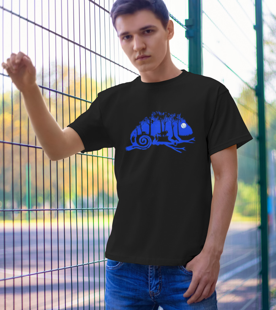 The Midnight Forest Chameleon Moonlit Night Sky T-Shirt