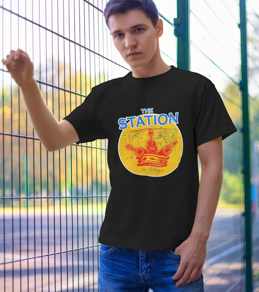 The Station The Distance 1559.37 Map And Bottles T-Shirt