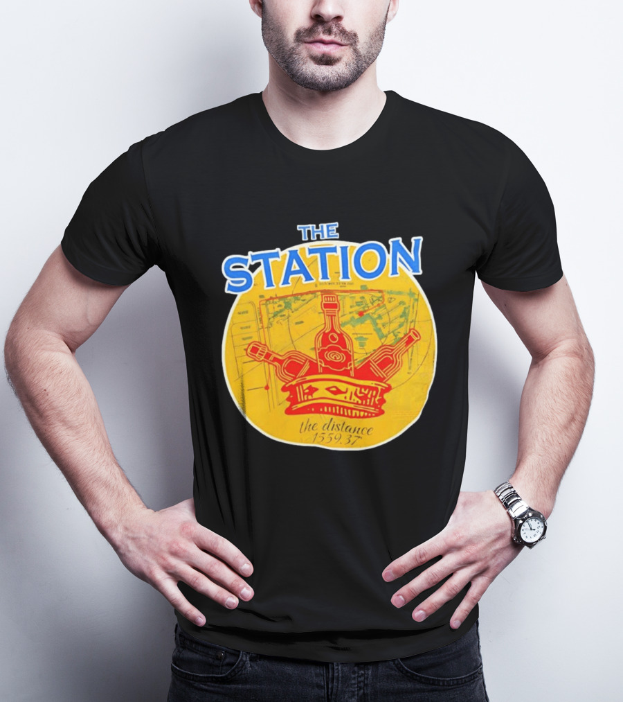 The Station The Distance 1559.37 Map And Bottles T-Shirt