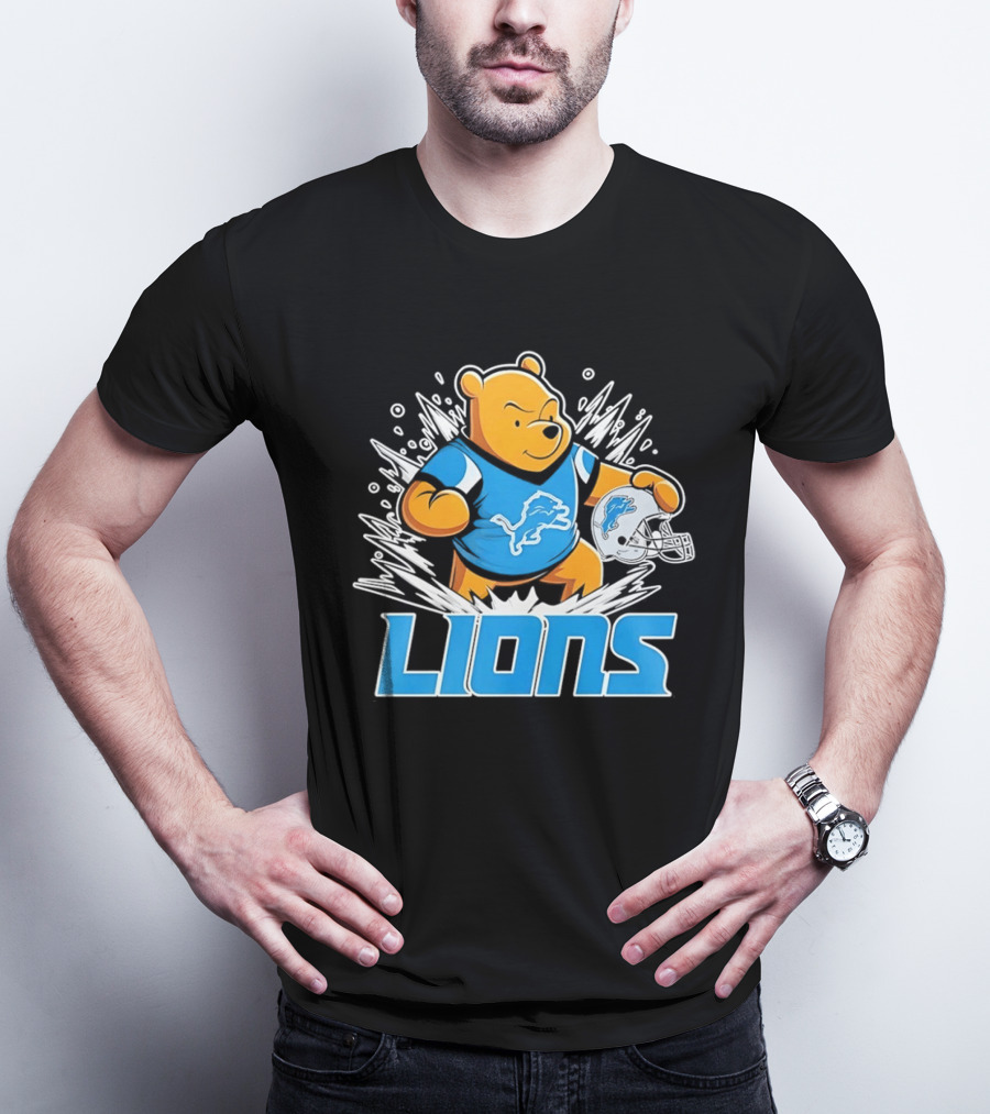 Winnie Pooh Detroit Lions 2024 Helmet Lions Football Team Fan Merchandise T-Shirt