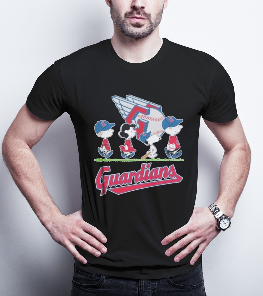 2026 Guardians Peanuts Characters Walking Abbey Road Baseball T-Shirt