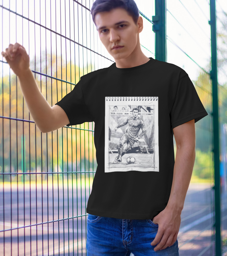 Cristiano Ronaldo CR7 Soccer Sketchbook Drawing T-Shirt
